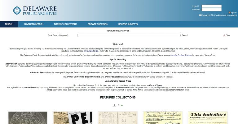 Search Our Collections - Delaware Public Archives - State of Delaware